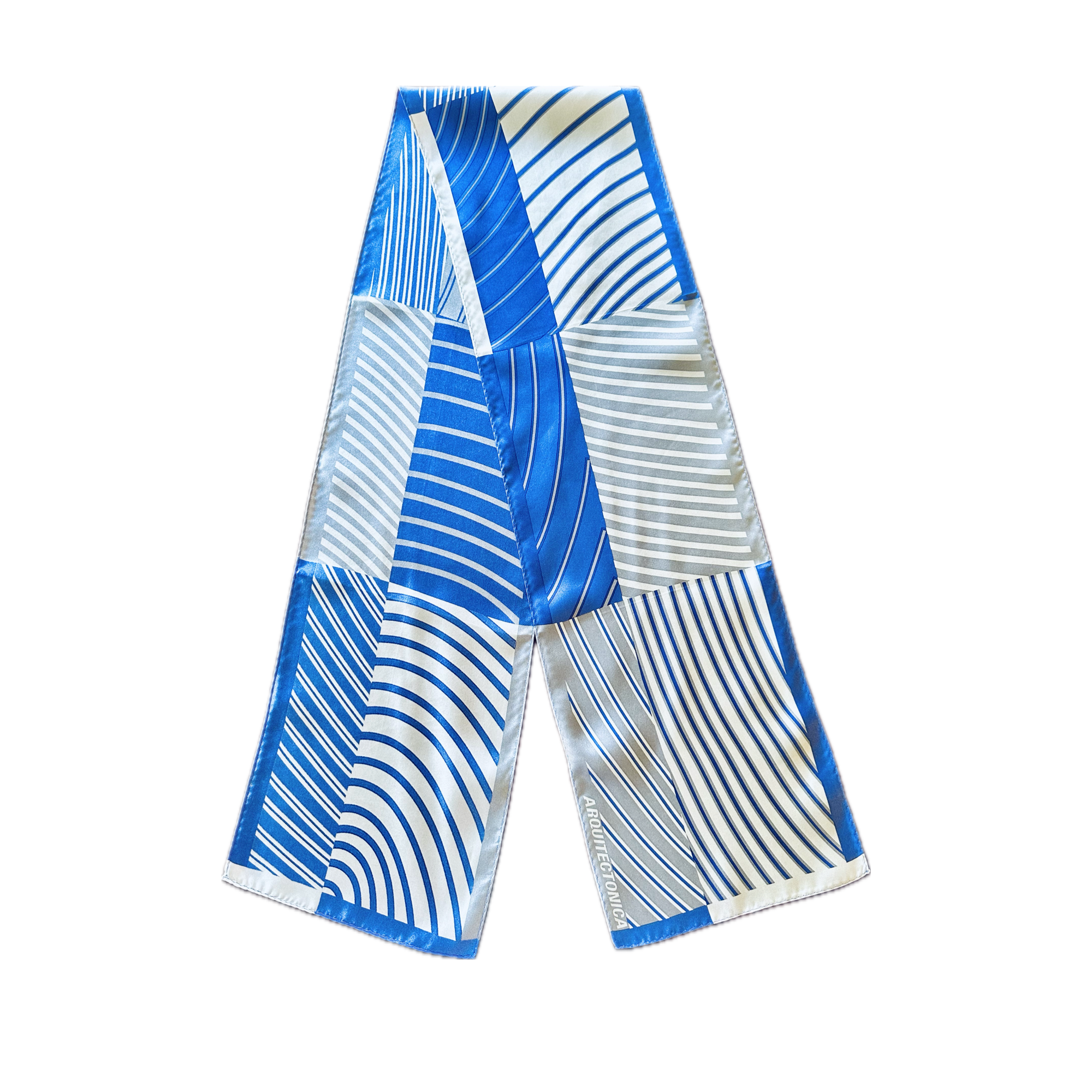 Block Striped Silk Scarf Designed by Laurinda Spear in Blue, Royal Blu ...